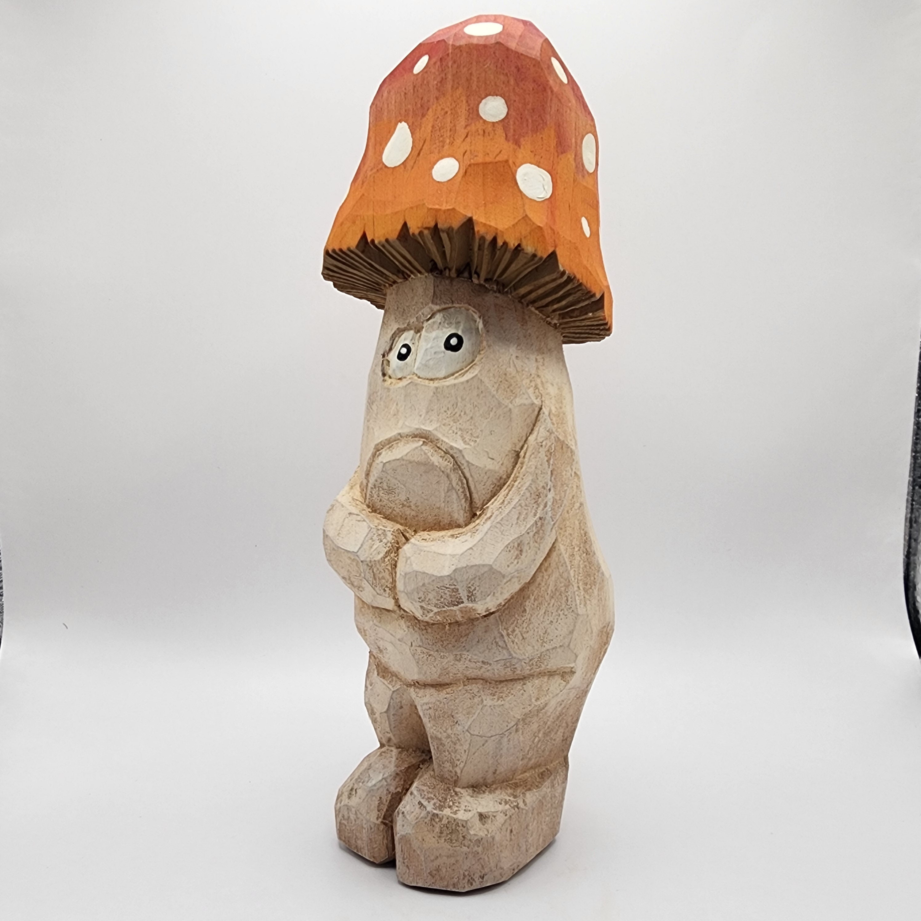 Hand Carved Fat Bottomed Mushroom Man, Whimsical, Silly, Home Decor ...