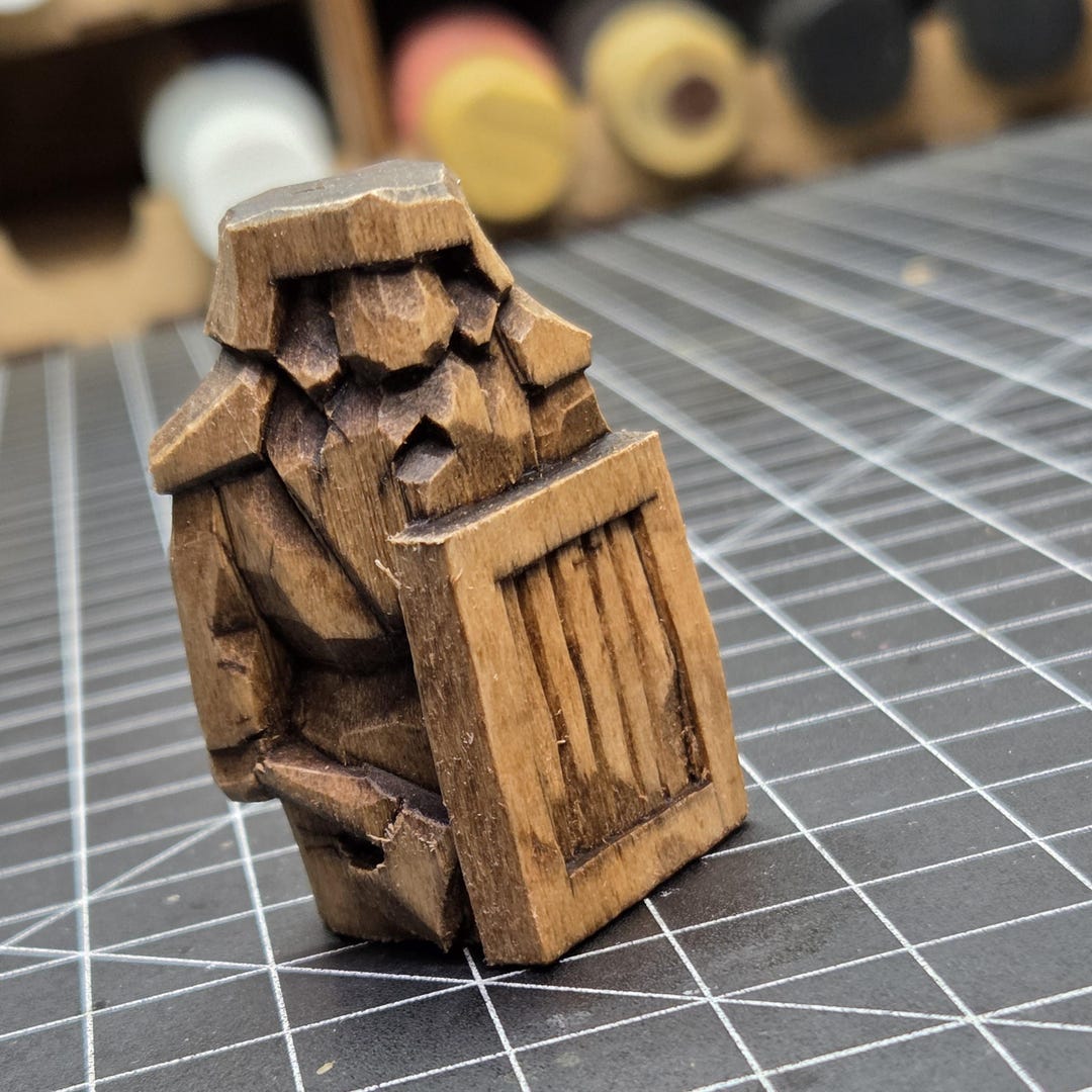 Hand Carved DND Mini's, Dwarven Shield Warrior. Scandinavian Style ...