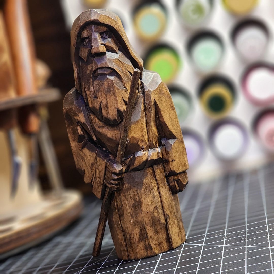 Hand Carved Wizard Scandinavian Style, Fathers Day Gift, Mage, Magician ...