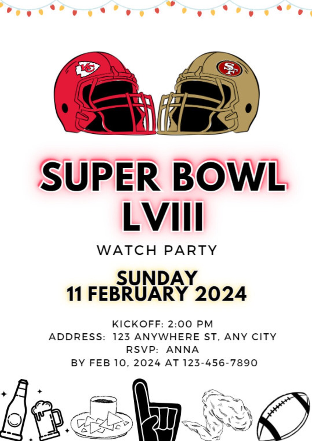 Kansas City Chiefs Super Bowl Watch Party Invites - Etsy