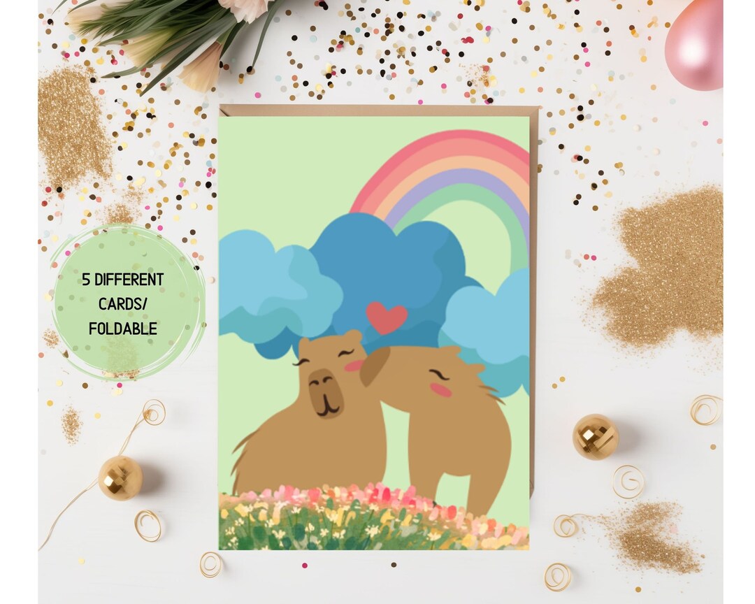 Buy Capybara Cards, Capybara Printable Cards, Birthday Cards, Greeting ...