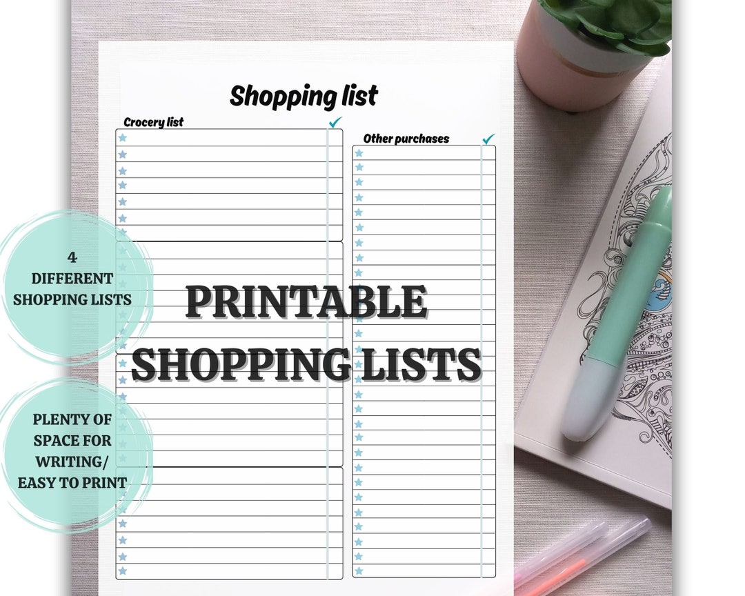 Shopping Lists, Printable Shopping List, Food Shopping Planner ...