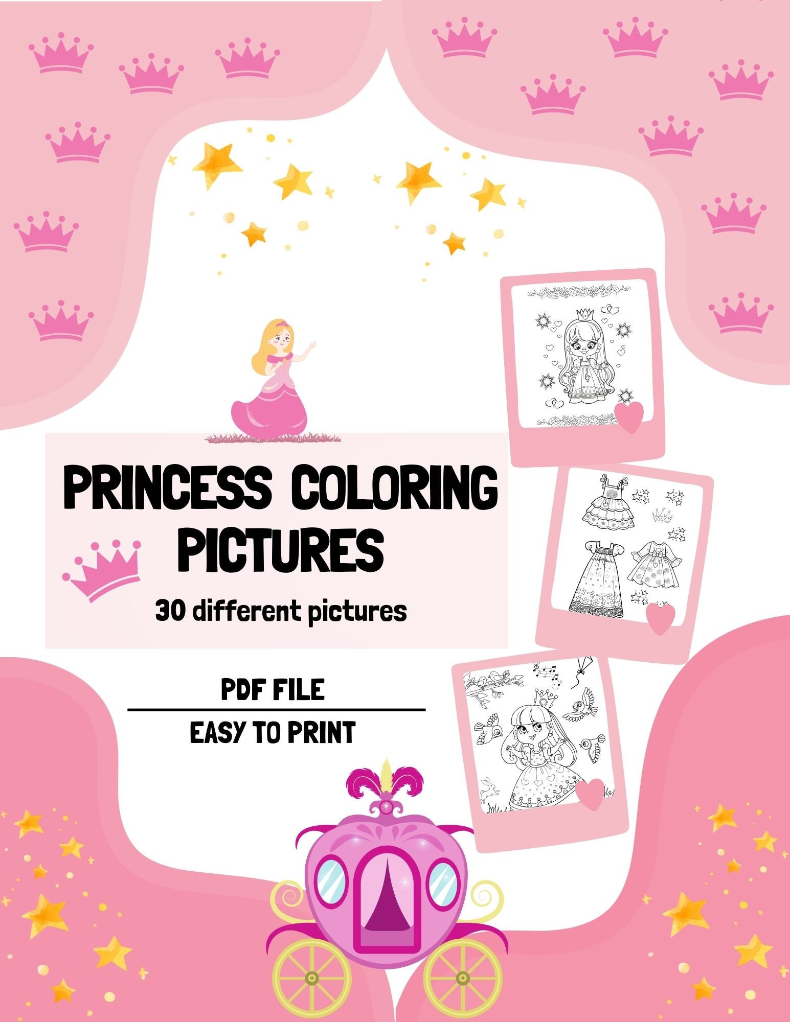 Printable Princess Coloring Pages, Magical Princess Colouring, Coloring ...