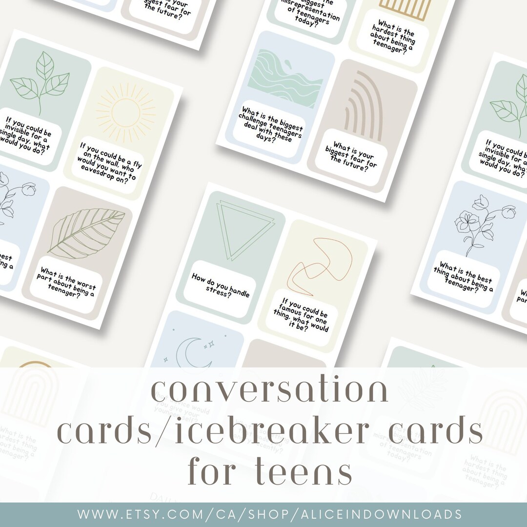 Colorful Earthy Toned Conversation Cards for Teens - Etsy