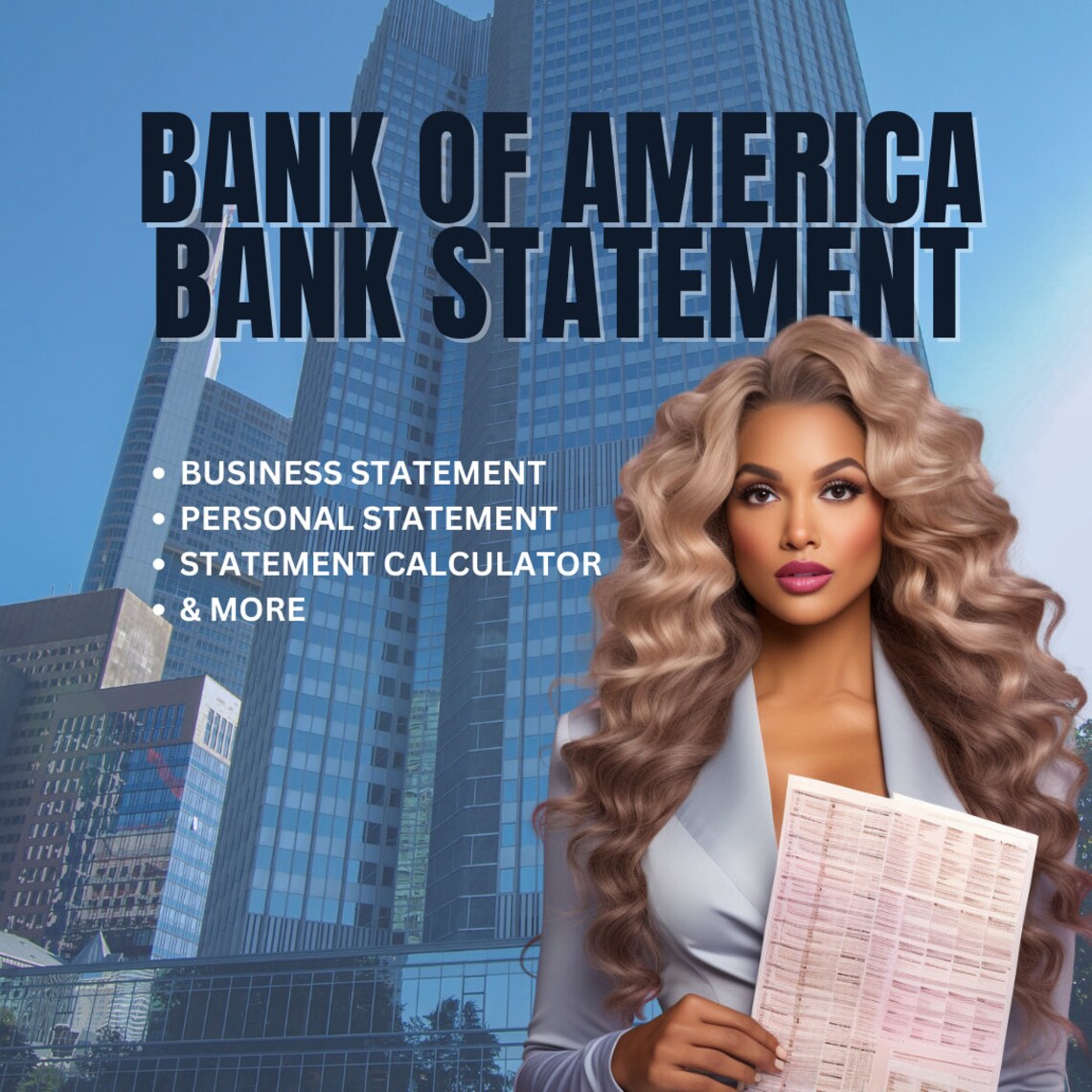Bank of America Bank Statement, Editable PDF File, Business - Apartment ...