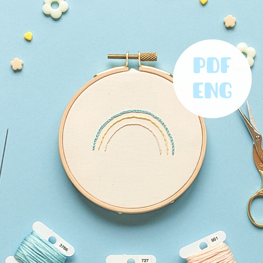 PDF Pattern / Rainbow Embroidery Pattern/ Blue Embroidery Pattern ...