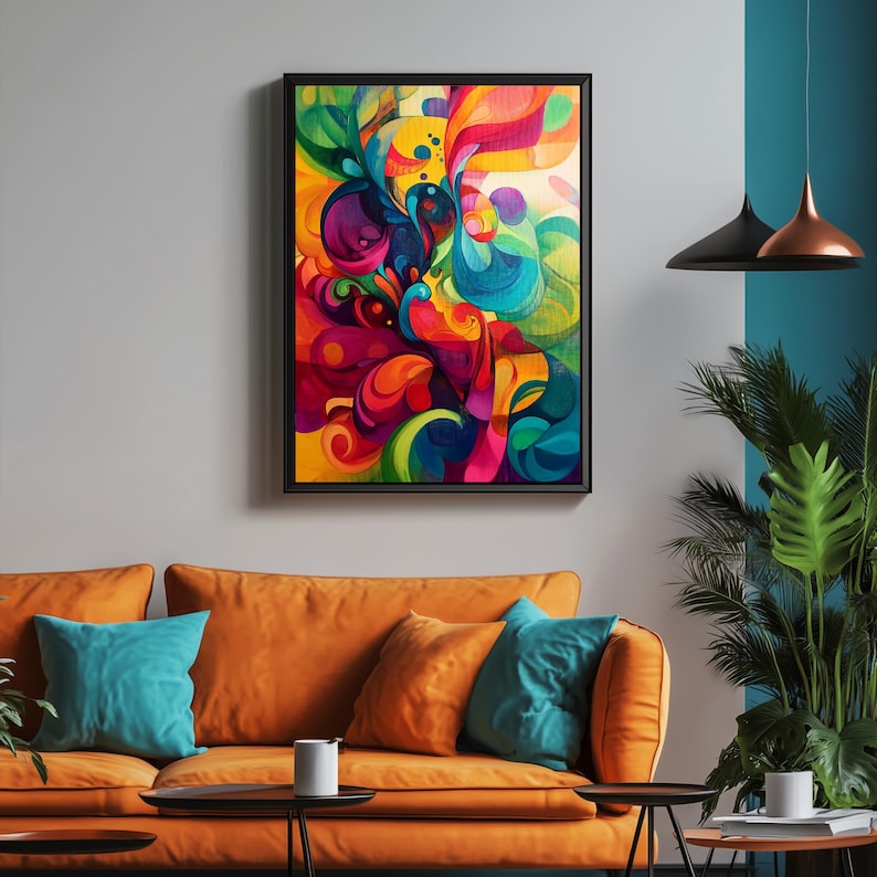 Colorful Abstract Painting Digital Wall Art Vibrant Color Abstract Art ...