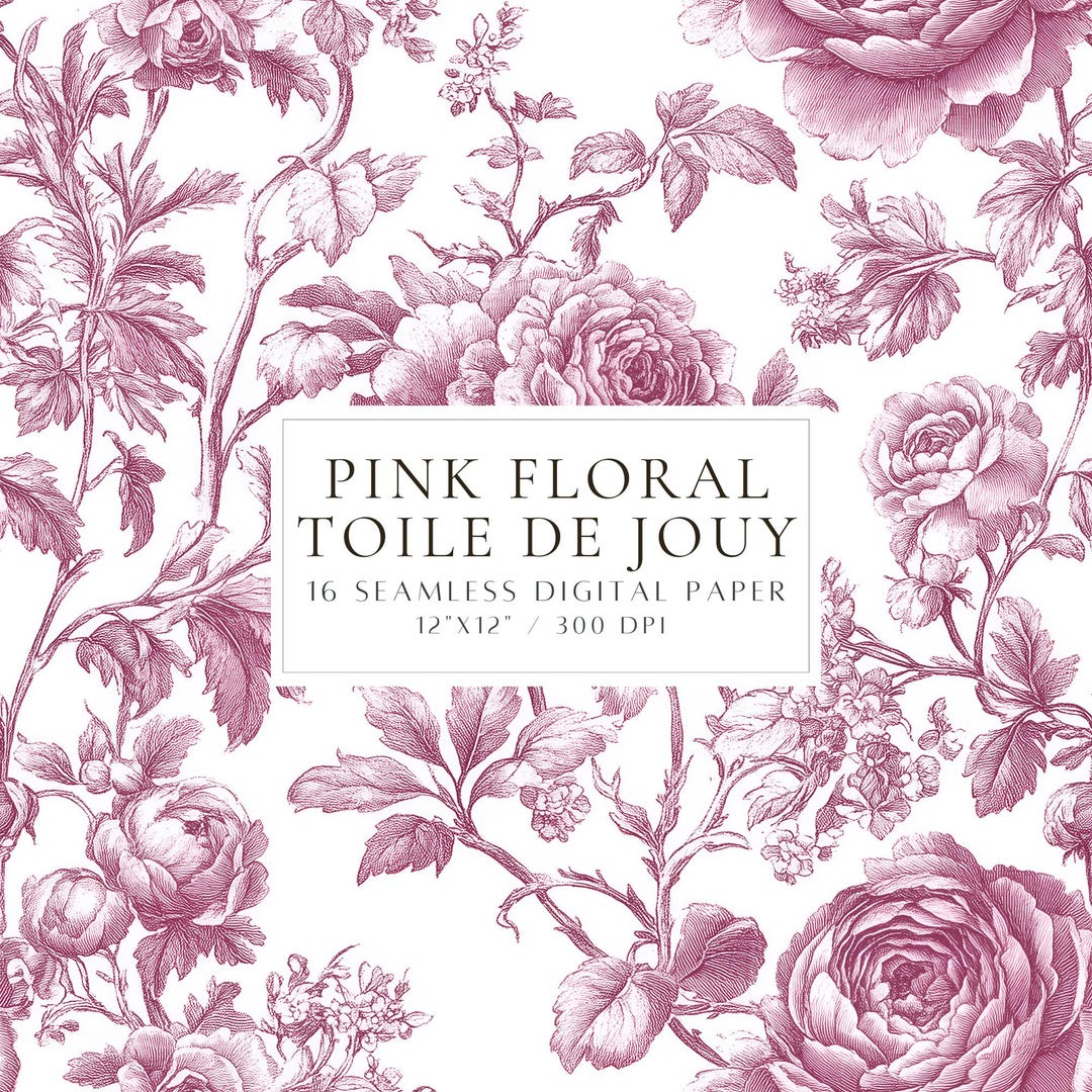 Pink Toile De Jouy Seamless Pattern Chinoiserie Patterns Digital Paper ...