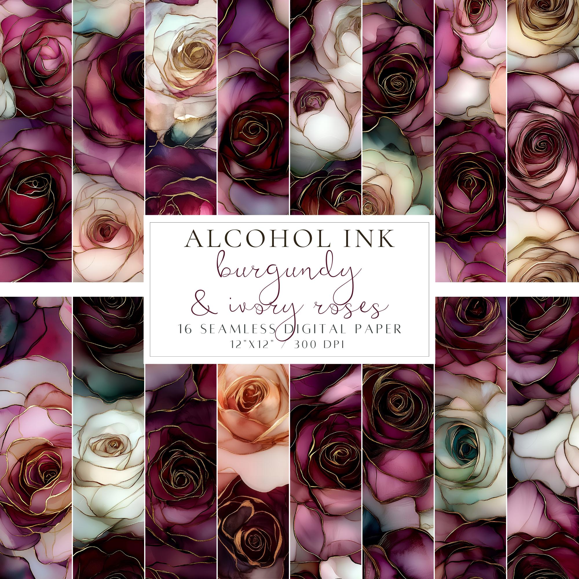 Alcohol Ink Seamless Pattern Burgundy Floral Pattern Alcohol Ink ...