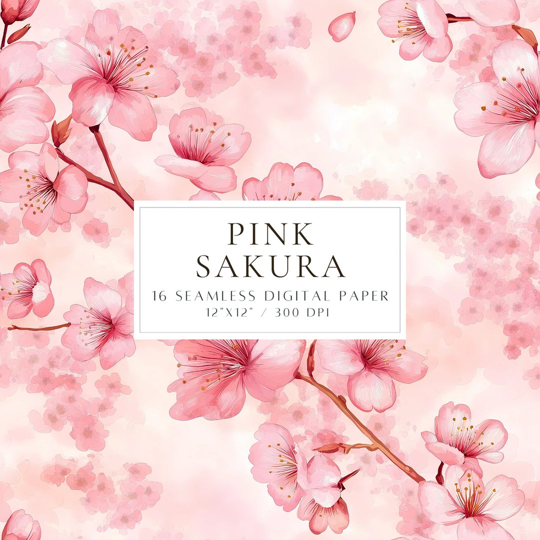 Sakura Seamless Pattern Spring Digital Paper Cherry Blossom Printable ...