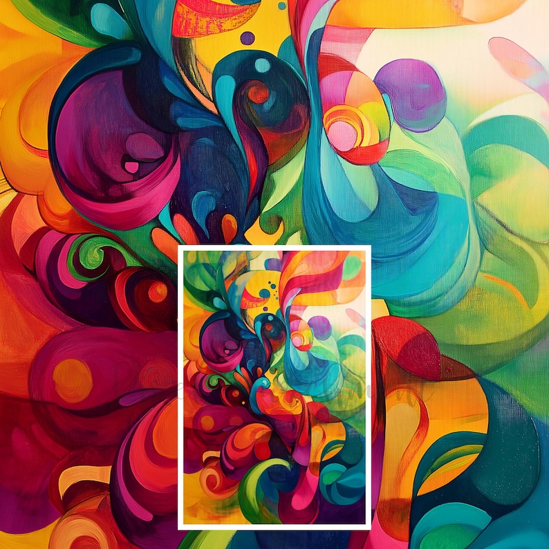 Colorful Abstract Painting Digital Wall Art Vibrant Color Abstract Art ...