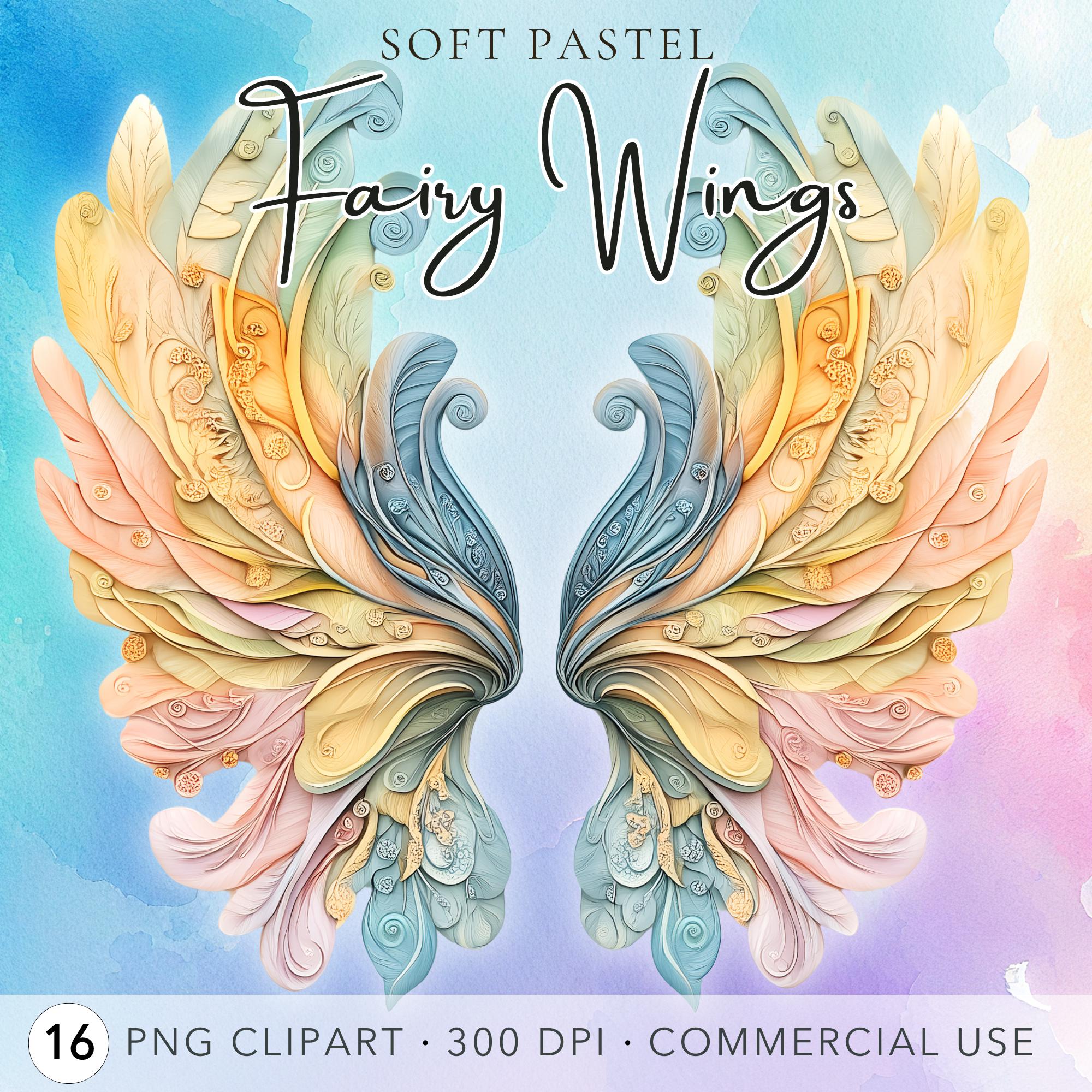 Fairy Wings Clipart Pastel Colors Angel Wing Transparent PNG Graphics ...