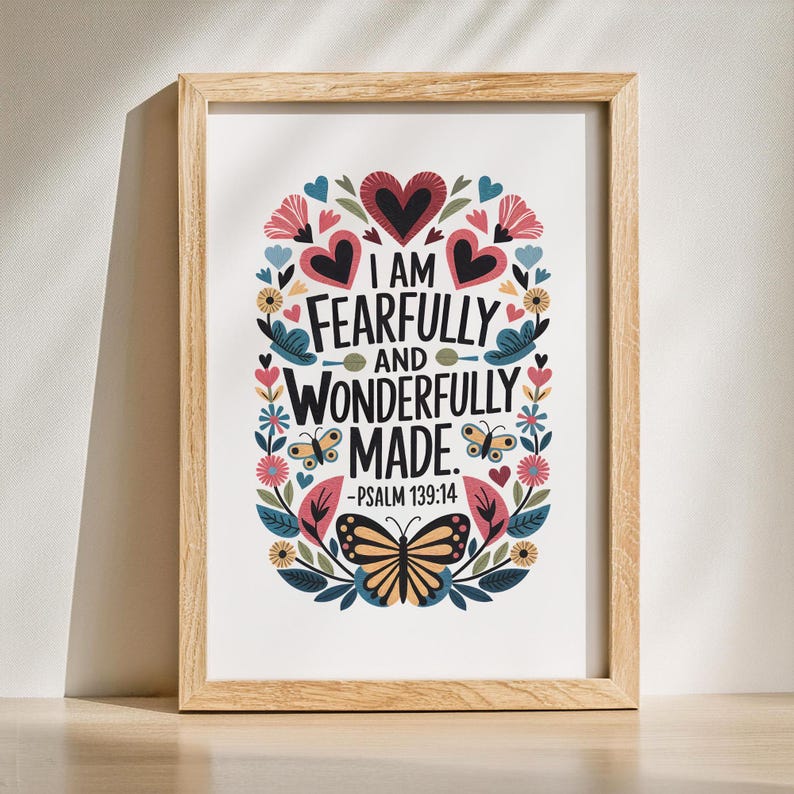 I Am Fearfully and Wonderfully Made Poster - Psalm 139:14 Bible Verse ...