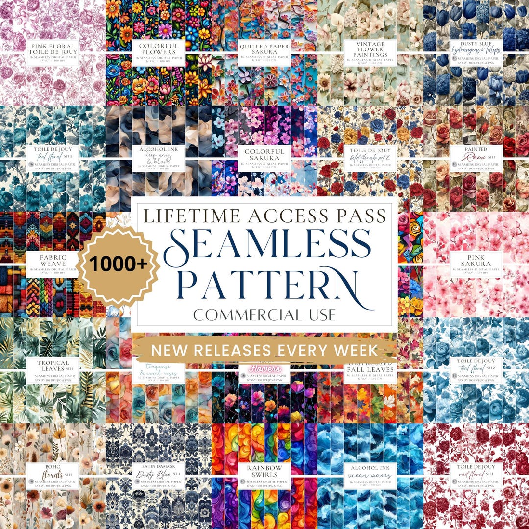 Seamless Digital Paper Lifetime Access Pass Seamless Patterns Assorted ...