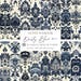 Dark Dusty Blue Satin Damask Seamless Pattern Set 1 Elegant Jacquard ...