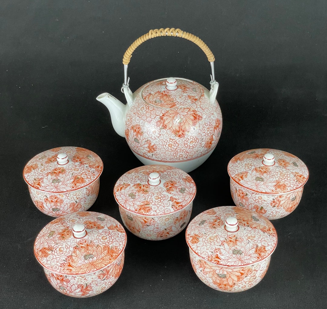 Vintage Kutani Ceramic Tea Pot and Cup Set Japan Klin Craft Kyusu and ...