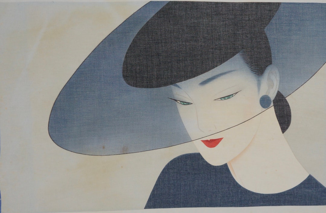 Japan Vintage Modern Art Bijinga Silk Screen Print Ichiro Tsuruta ...