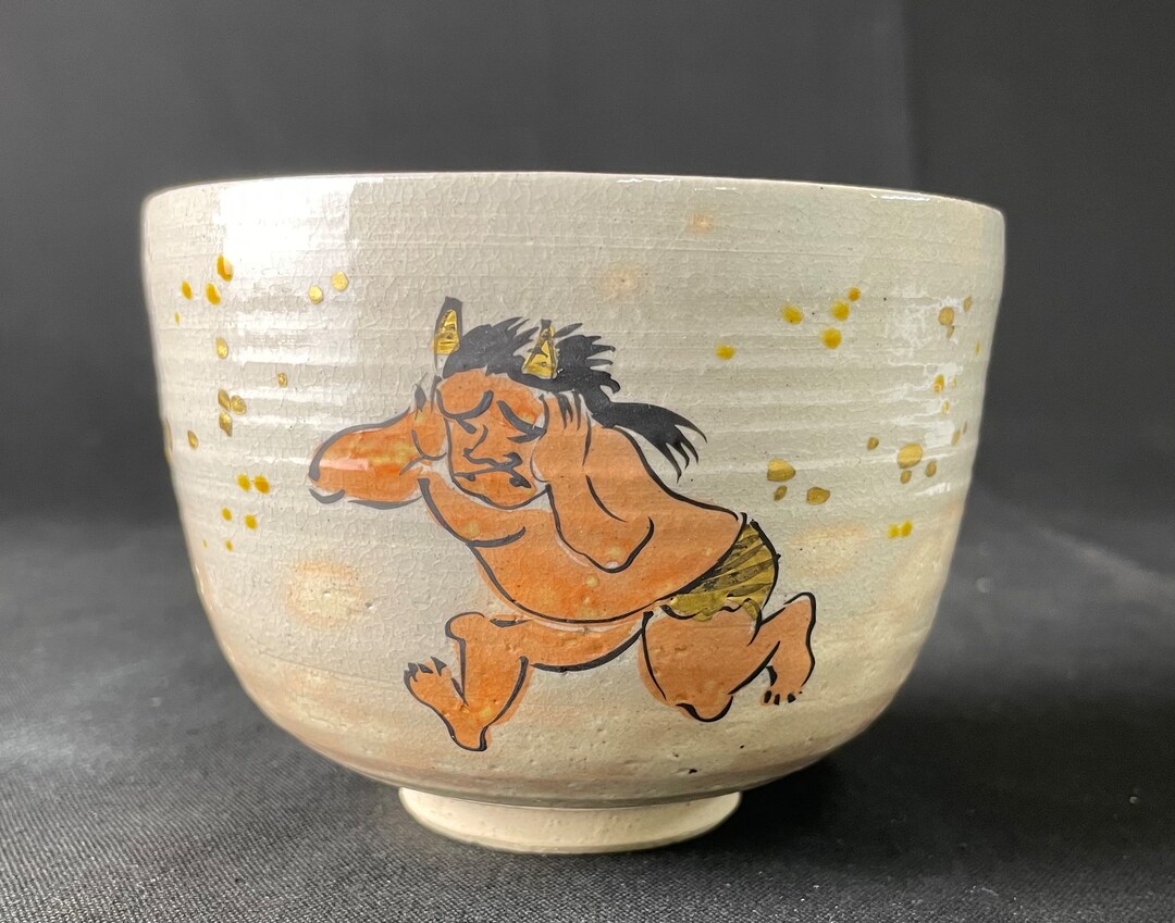 Japan Vintage Matcha Bowl Oni Japanese Demon Motif Ceramic Tea Bowl ...