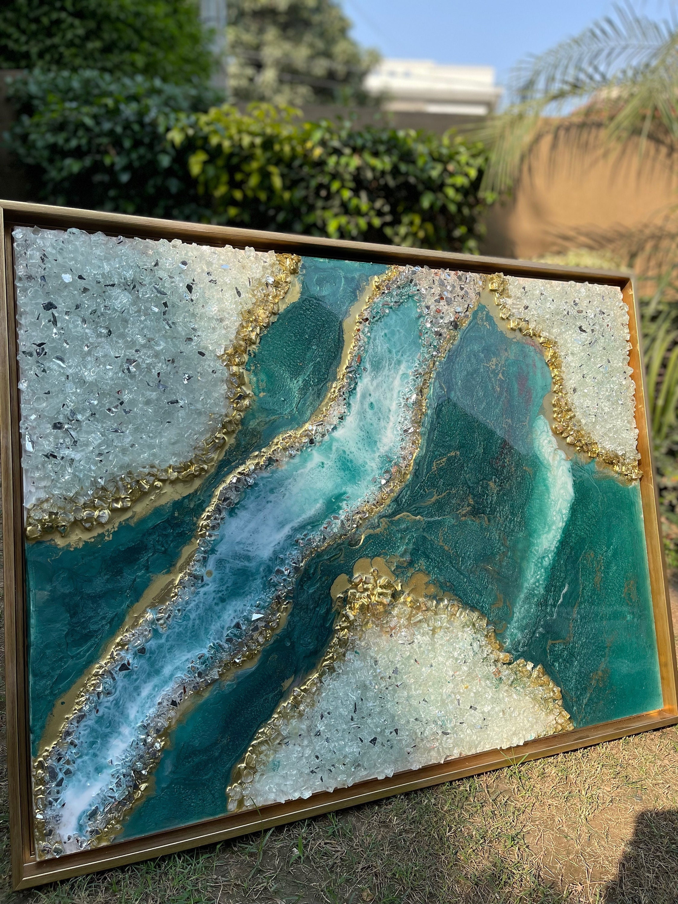 Epoxy Resin Emerald Green Wall Art 27x36 Inches - Etsy