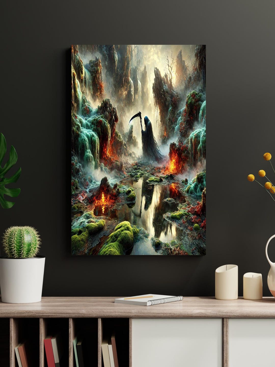Mystic Grim Reaper Wall Art - Enchanted Fantasy Landscape - Etsy