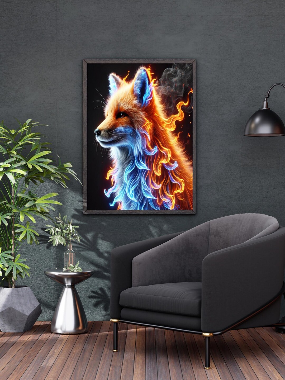 Elemental Fire and Ice Fox Wall Art - Etsy