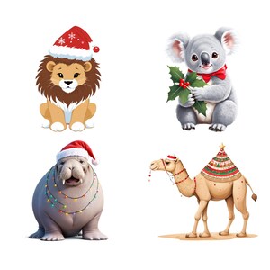 Christmas Safari Animals Clipart: Holiday Nursery Decor (digital ...