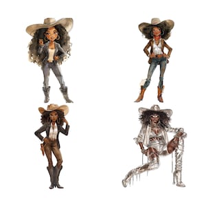 Afro Cowgirl PNG Clipart Bundle, Western African Girl Black Women ...