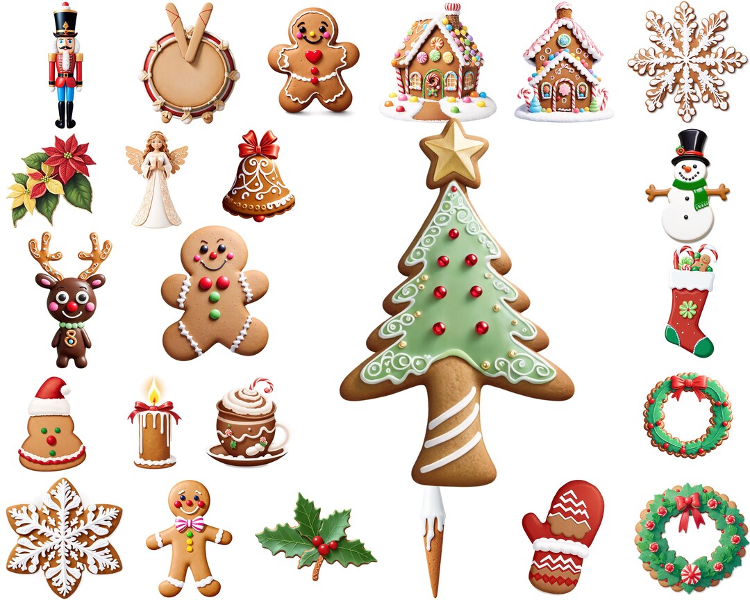 Christmas Gingerbread Playdough PNG Clipart Bundle, Cute Santa Holiday ...