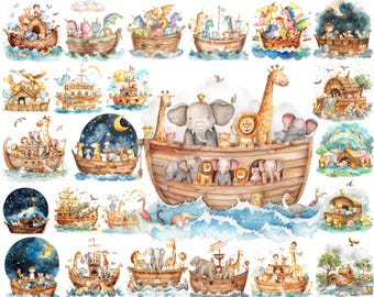 Noah's Ark Clipart Bible Story Digital Download PNG - Etsy UK