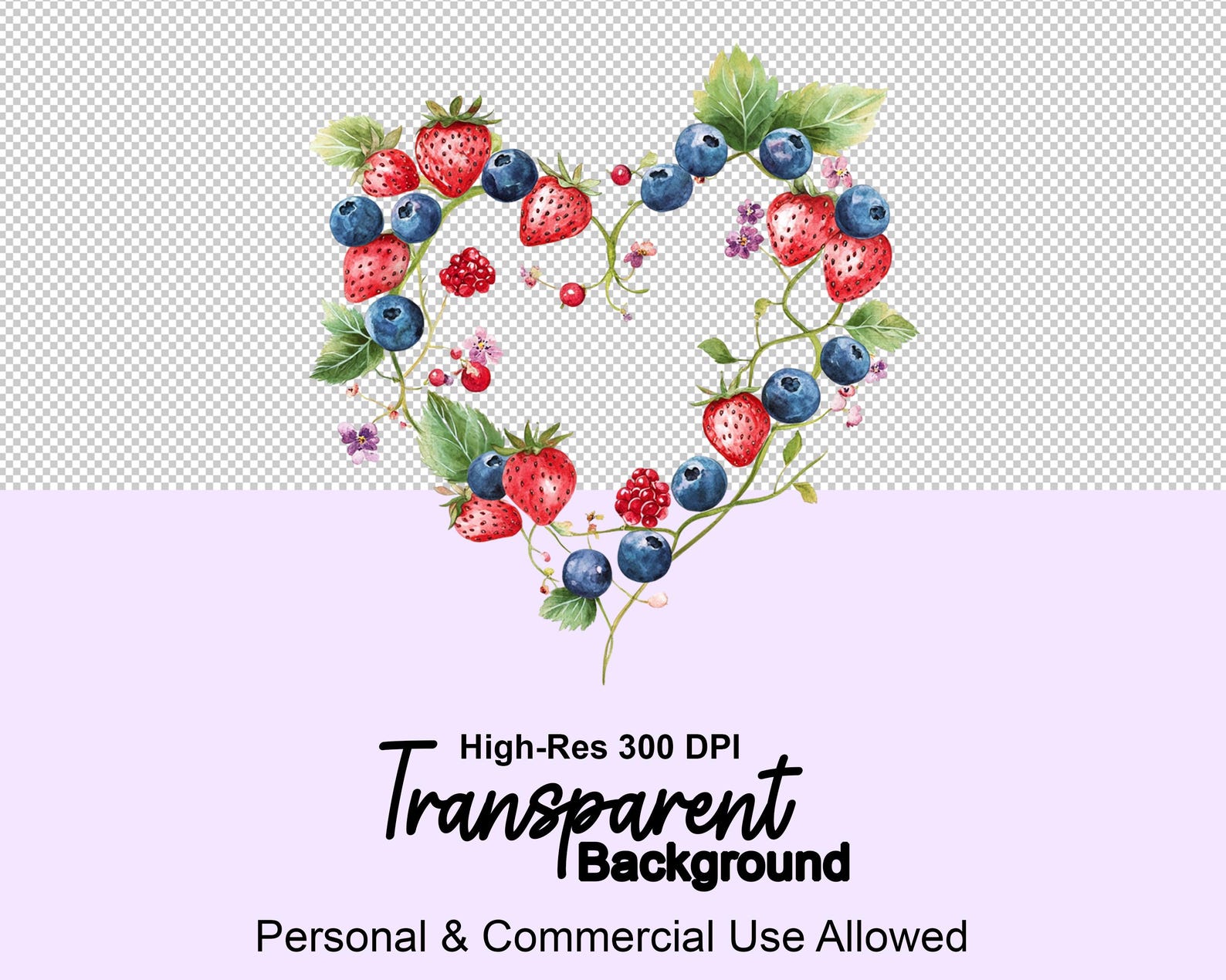 Valentine Berry PNG Clipart Bundle, Watercolor Strawberries ...