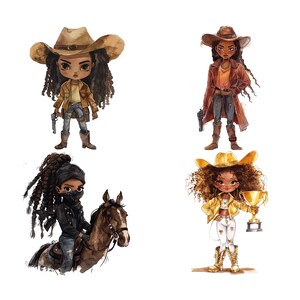 Afro Cowgirl PNG Clipart Bundle, Western African Girl Black Women ...