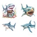 Watercolor Shark Species PNG Clipart Bundle, Great White, Basking ...