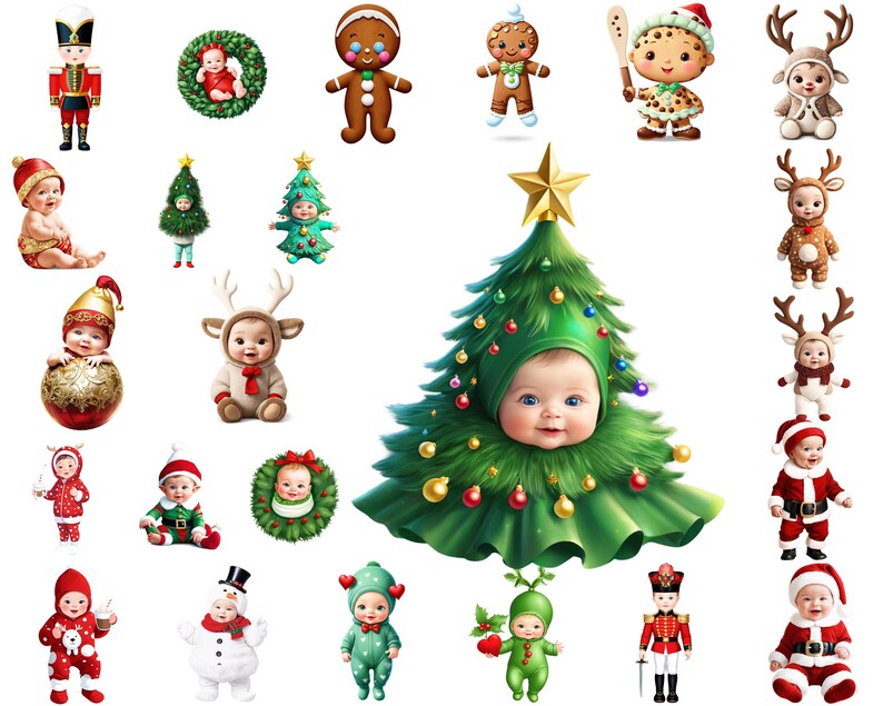 Christmas Baby PNG Clipart Bundle, Cute Santa Baby Holiday Nursery ...