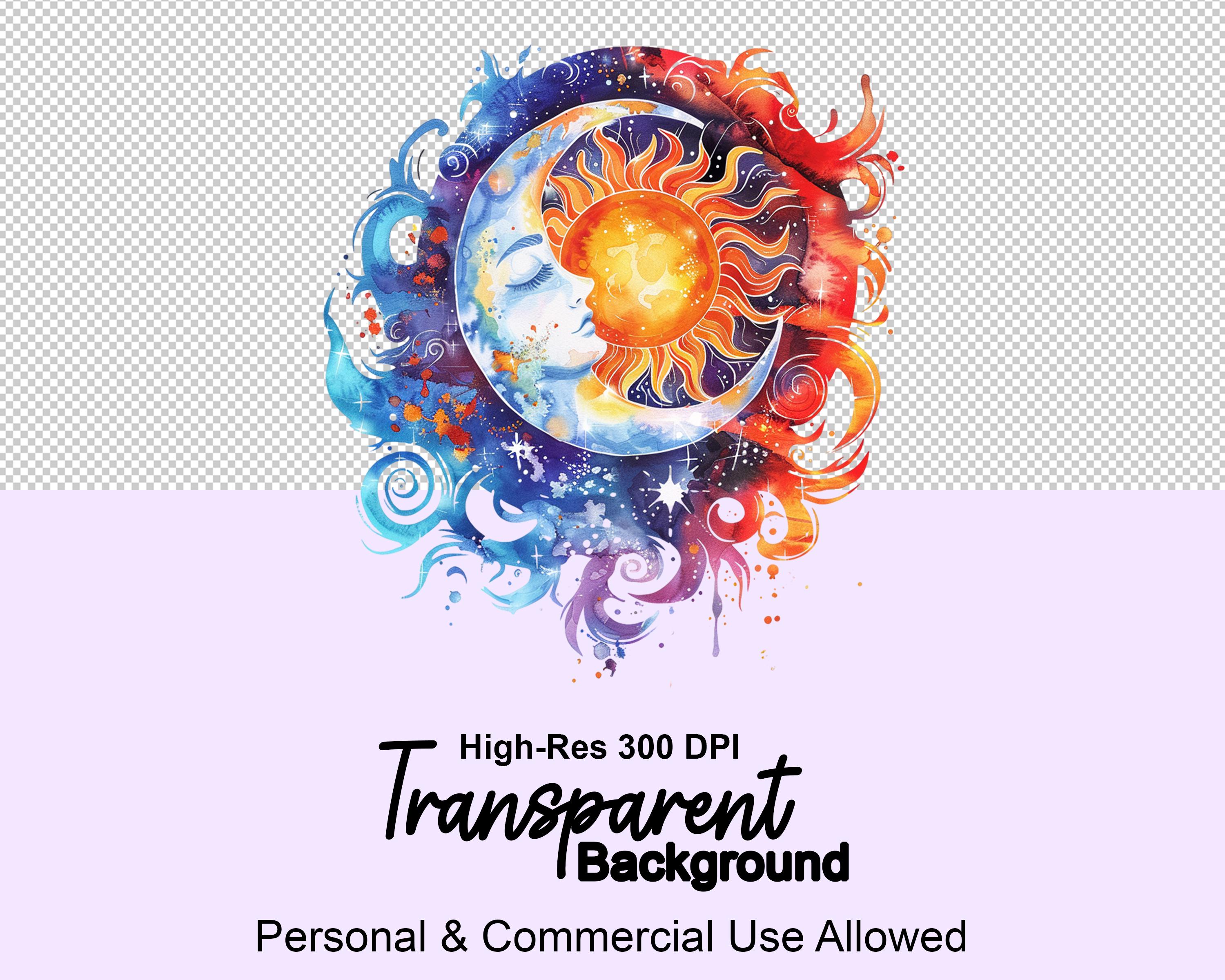 Celestial Sun and Moon PNG Clipart Bundle, Mystic Aesthetics Stars ...