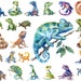 Watercolor Reptiles Clipart Bundle: Lizard, Snake, Turtle (digital ...