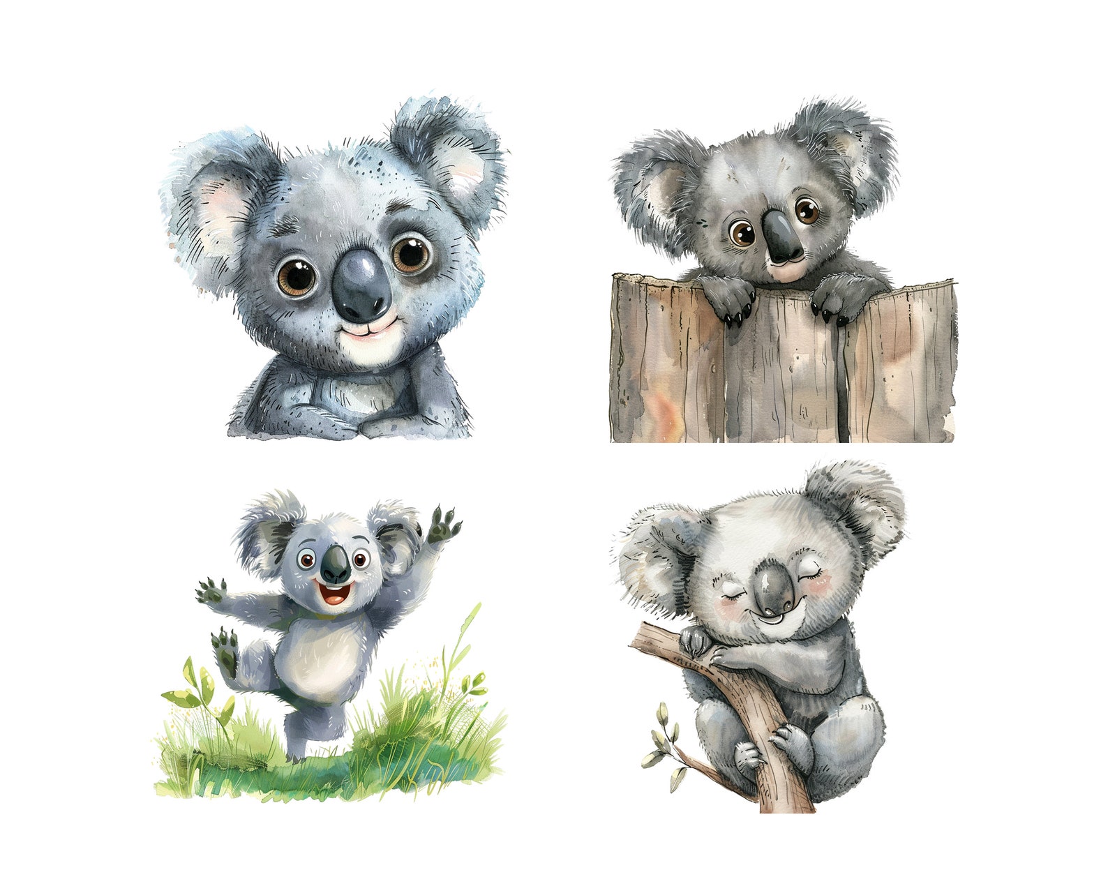 Watercolor Koala Clipart Bundle, Nursery Art (digital Download) - Etsy