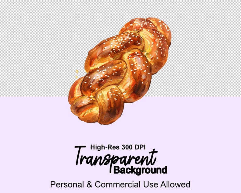 Watercolor Bread Baked Food PNG Clipart Bundle, French Baguette Pretzel ...