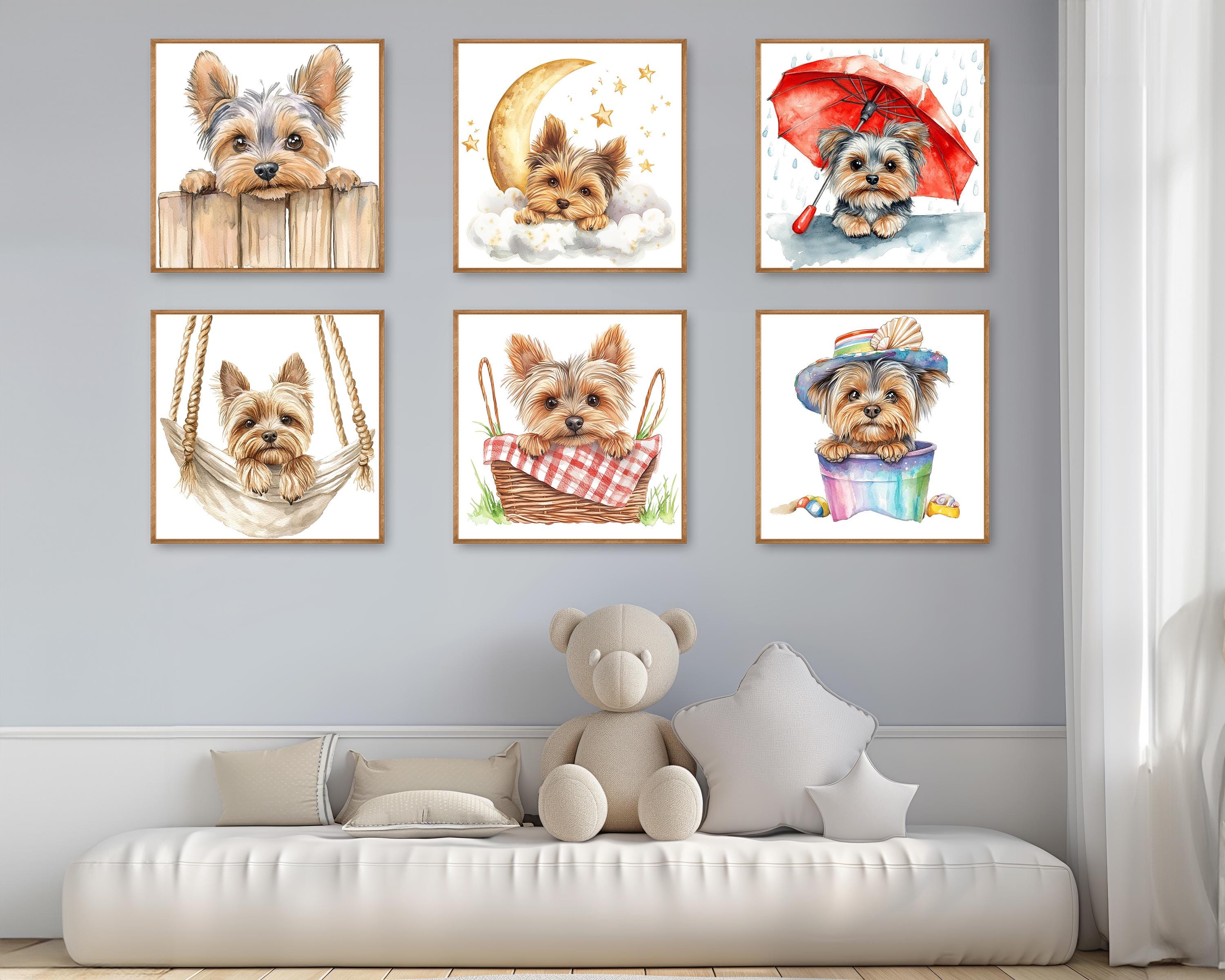 Watercolor Yorkie Peeking PNG Clipart Bundle: Commercial Use - Etsy