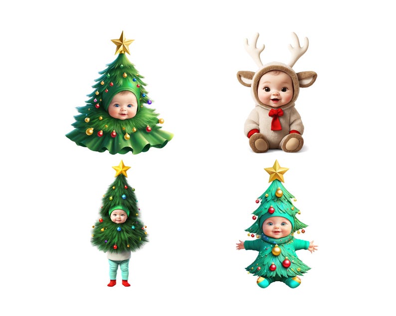 Christmas Baby PNG Clipart Bundle, Cute Santa Baby Holiday Nursery ...