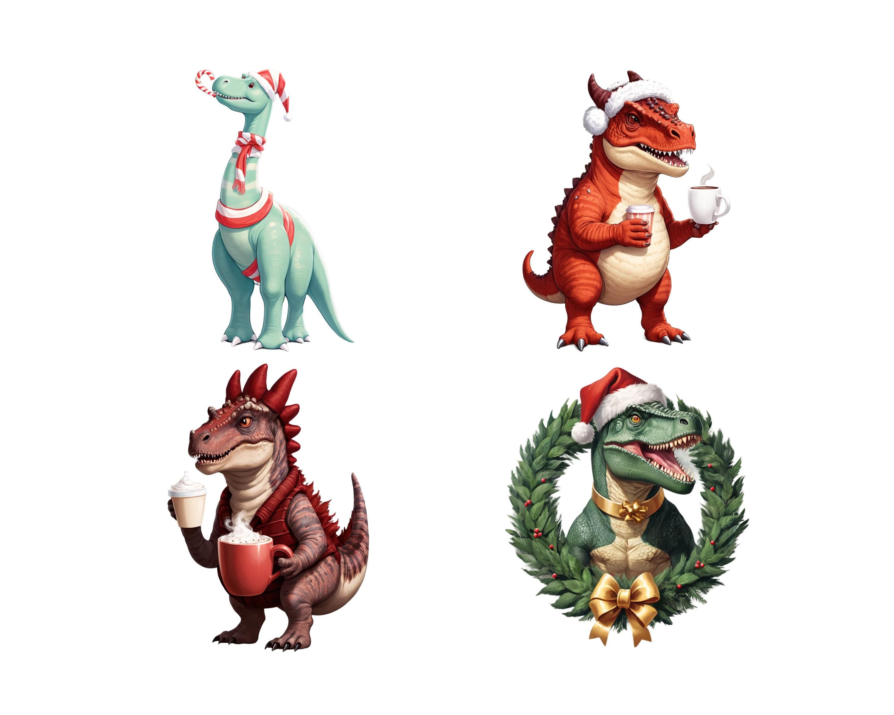 Christmas Dinosaur Clipart Bundle: Watercolor Holiday Dinos (digital ...