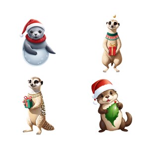 Christmas Safari Animals Clipart: Holiday Nursery Decor (digital ...