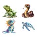 Watercolor Reptiles PNG Clipart Bundle, Chameleon, Lizard, Skink, Snake ...