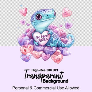 Watercolor Valentine Gecko, Romantic Heart Geckos, Love Reptile Clip ...