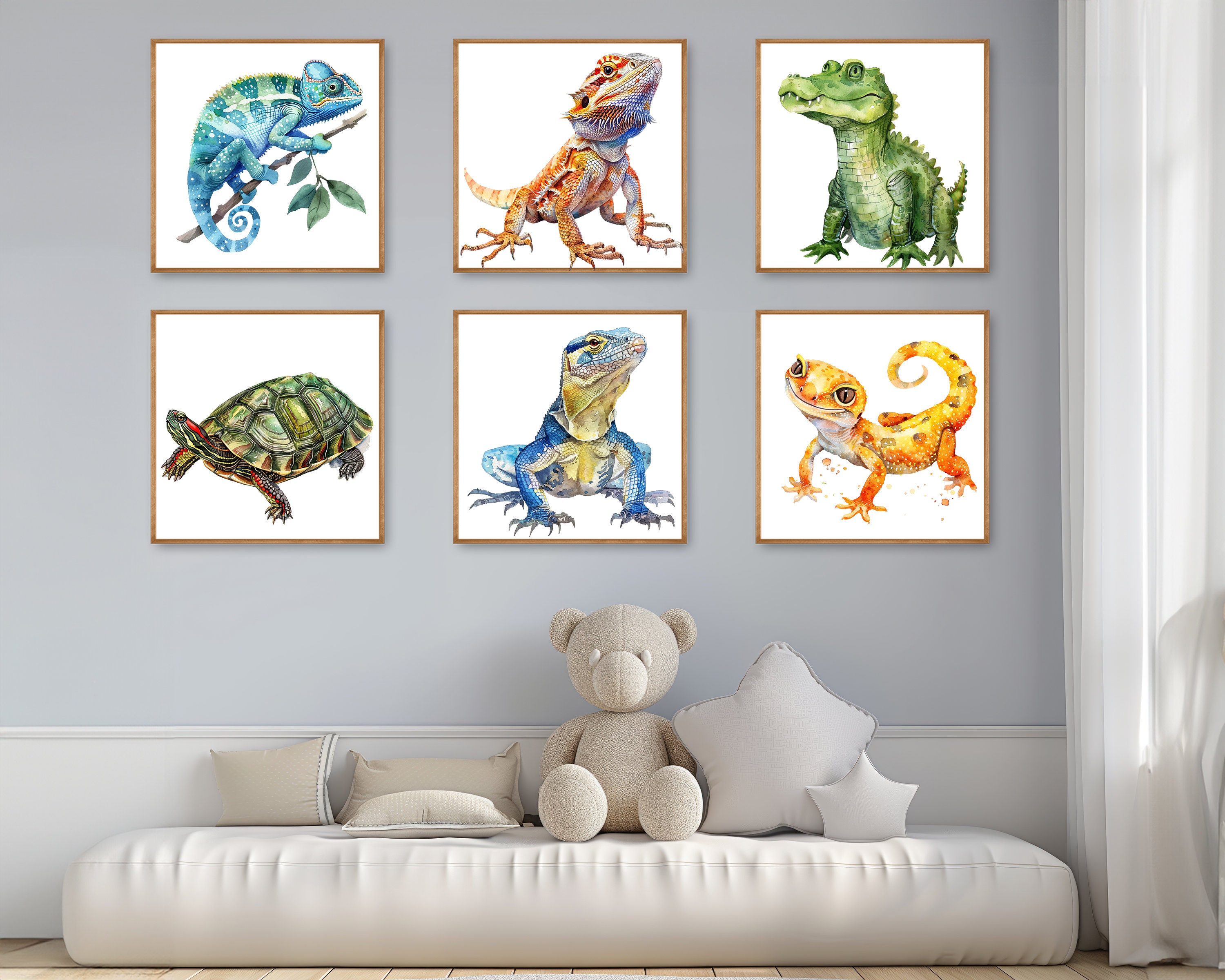 Watercolor Reptiles Clipart Bundle: Lizard, Snake, Turtle (digital ...