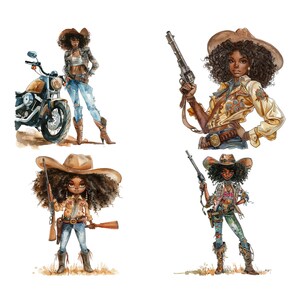 Afro Cowgirl PNG Clipart Bundle, Western African Girl Black Women ...