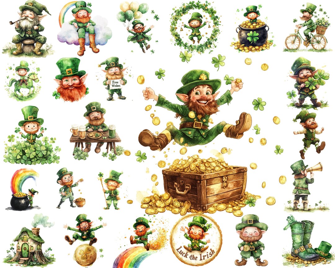 St. Patrick's Day Leprechaun PNG Clipart Bundle, Leprechaun Hat ...