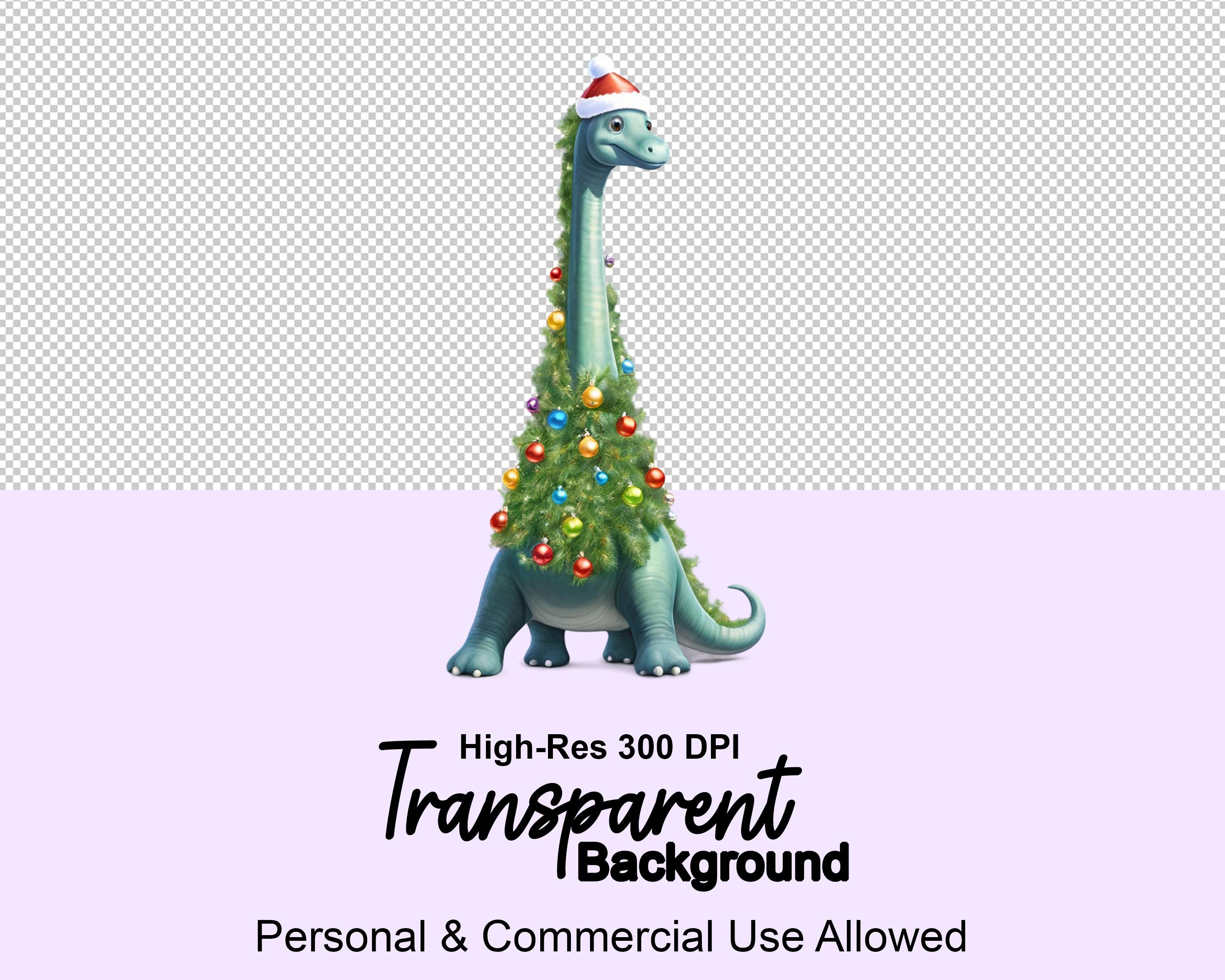 Christmas Dinosaur PNG Clipart Bundle, Cute Santa Dinosaur Holiday ...