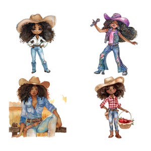 Afro Cowgirl PNG Clipart Bundle, Western African Girl Black Women ...