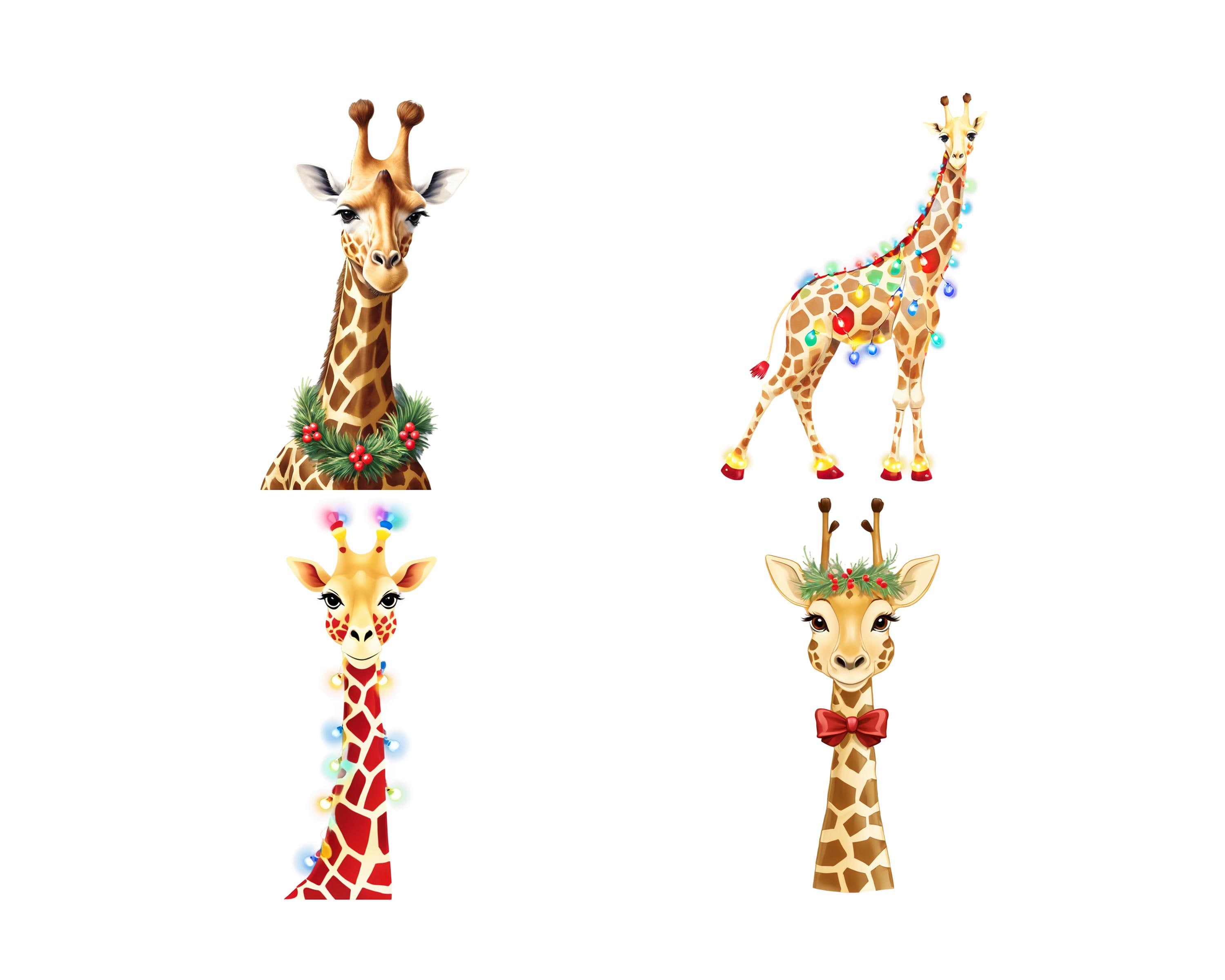 Christmas Giraffe PNG Clipart Bundle: Holiday Nursery Decor (digital ...