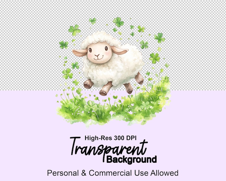 St. Patrick's Day Sheep PNG Clipart Bundle, Watercolor Lucky Sheep ...